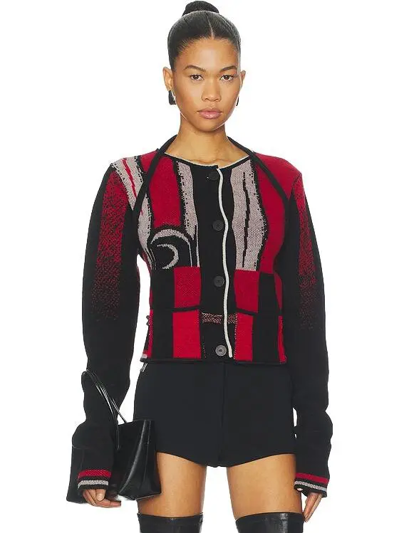 Ottolinger Sporty Knit Cardigan - Black & Red