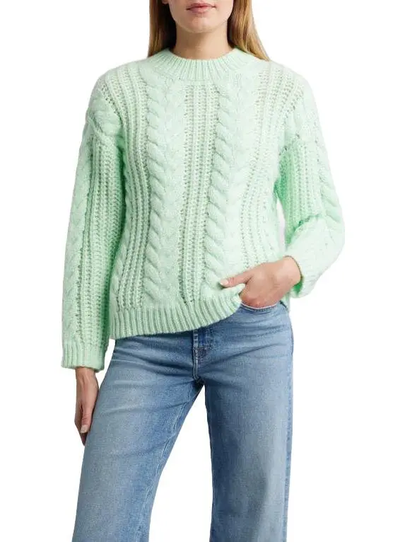 CITY BLUES Cable Knit Sweater - Mint