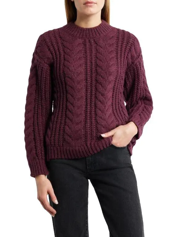 CITY BLUES Cable Knit Sweater - Plum