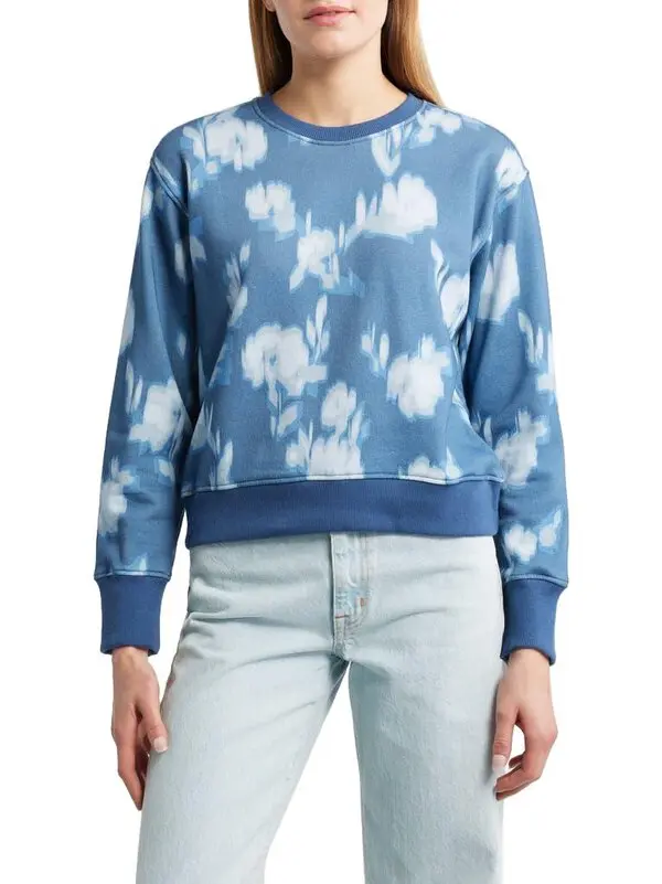 CITY BLUES Printed Cotton-blend Sweatshirt - Cadet Blue