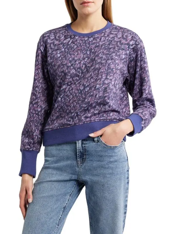 CITY BLUES Printed Cotton-blend Sweatshirt - Lavender Midnight