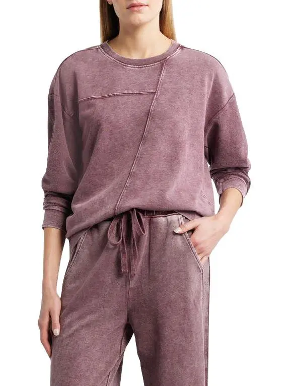 CITY BLUES Reverse French Terry Spliced Sweatshirt - Plum