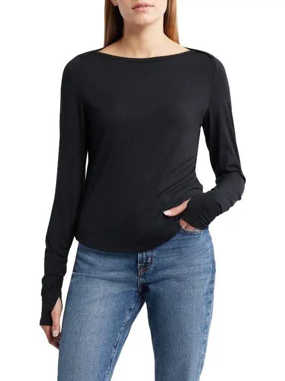 CITY BLUES Long Sleeve Modal Blend Top - Black