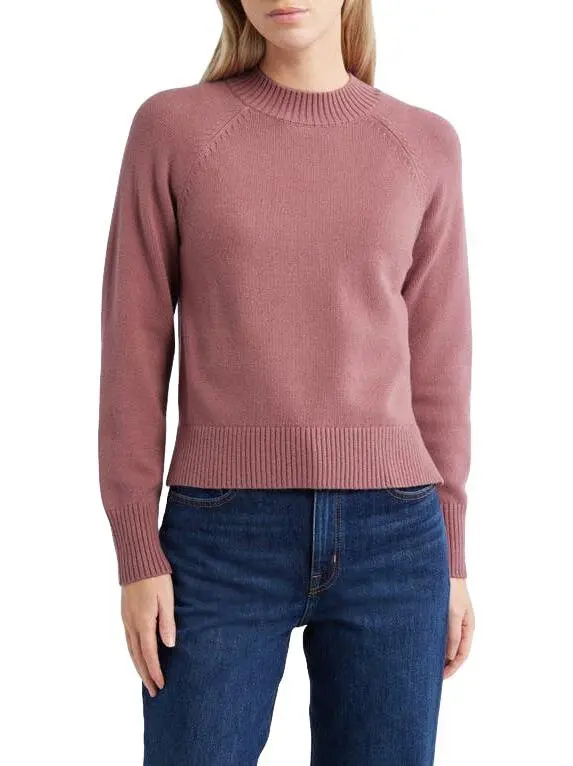CITY BLUES Raglan Sleeve Mock Neck Sweater - Dusty Rose