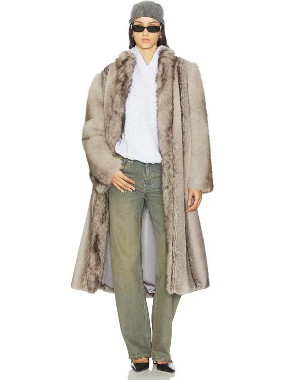 DUCIE Betty Faux Fur Coat - Pine Cone