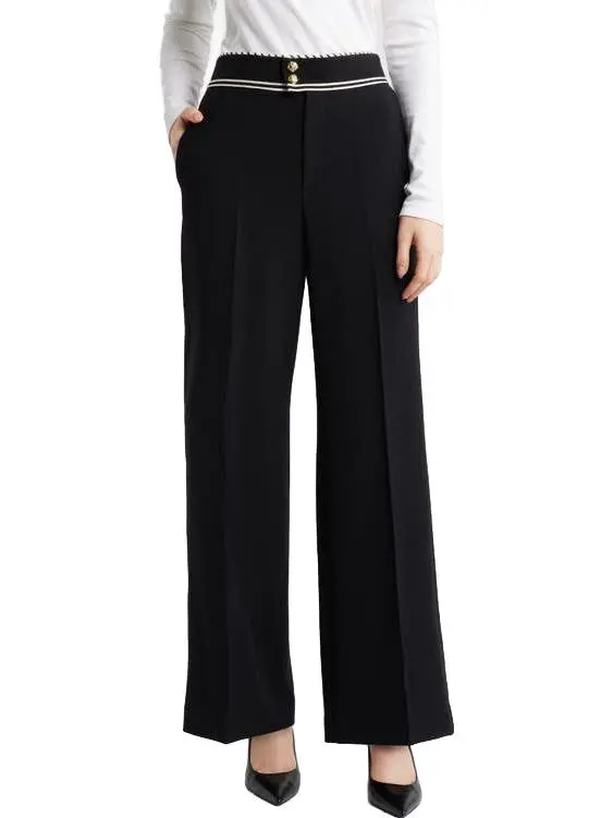 FRAME Prim Contrast Piping Pants - Black
