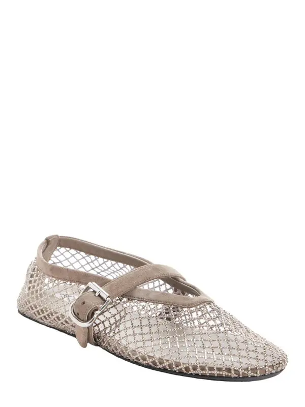 Alaïa Fishnet Mary Jane Flat - Argent