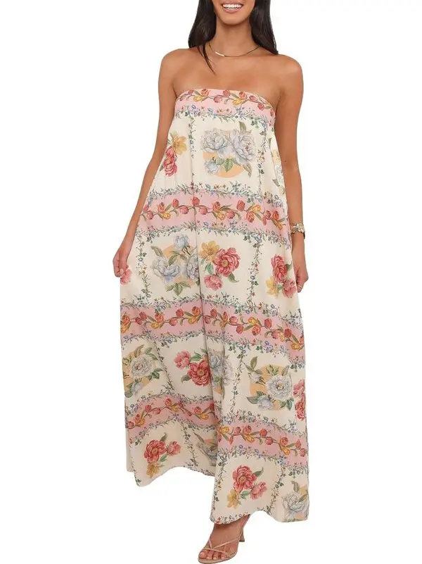 PETAL & PUP Amora Strapless Maxi Dress - Rose Tile