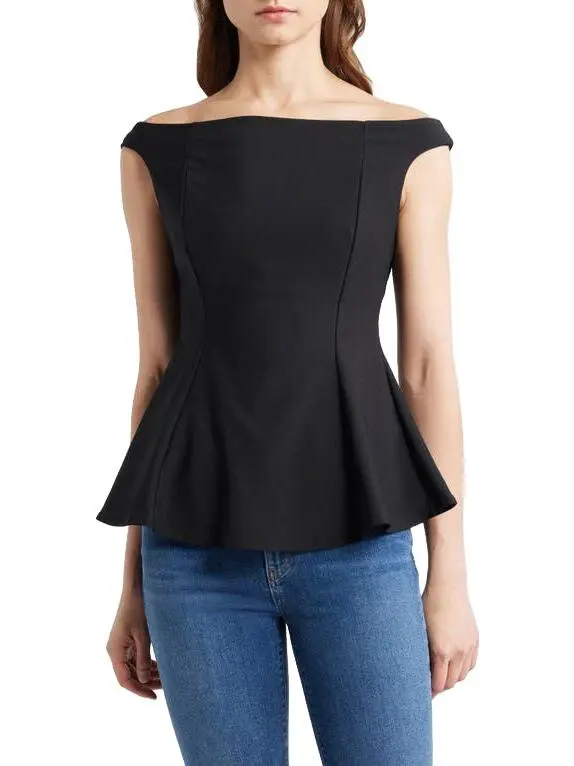 Mango Off-the-shoulder Peplum Top - Black