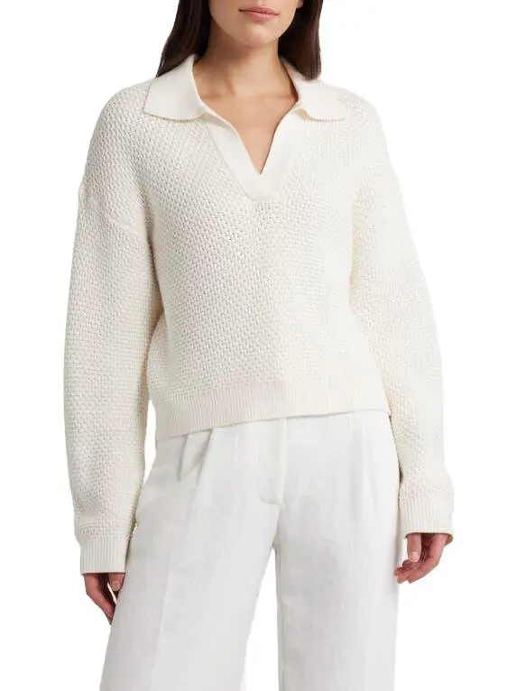 French Connection Remy Johnny Collar Sweater - Summer White