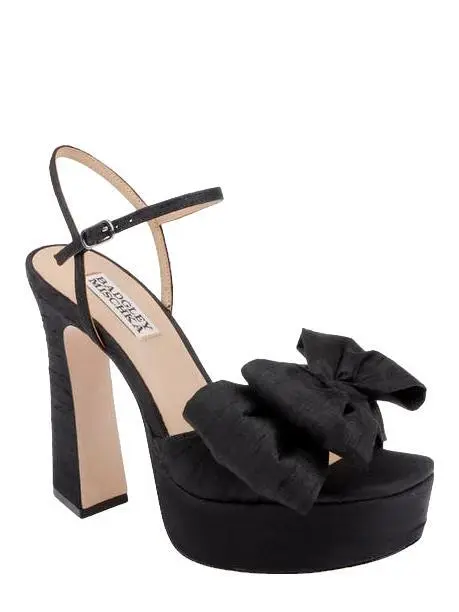Badgley Mischka Olivia Platform Sandals - Black Silk