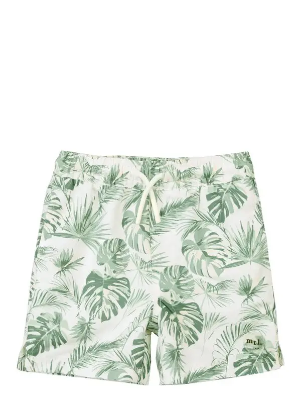 MILES THE LABEL Monstera Leaf Print Swim Trunks - Off White