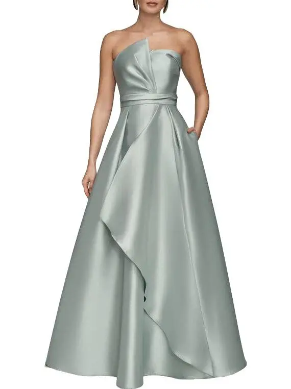 Donna Karan New York Strapless Mikado Satin Gown - Misty Blue