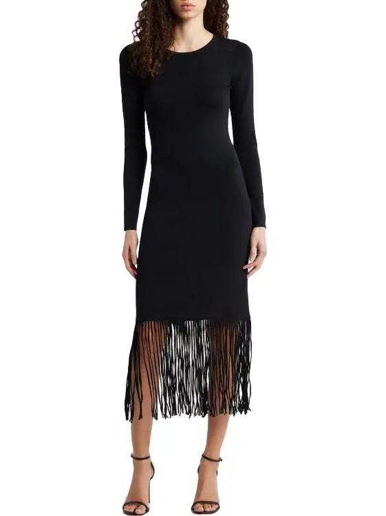 Elie Tahari Roma Fringe Hem Body-con Dress - Noir