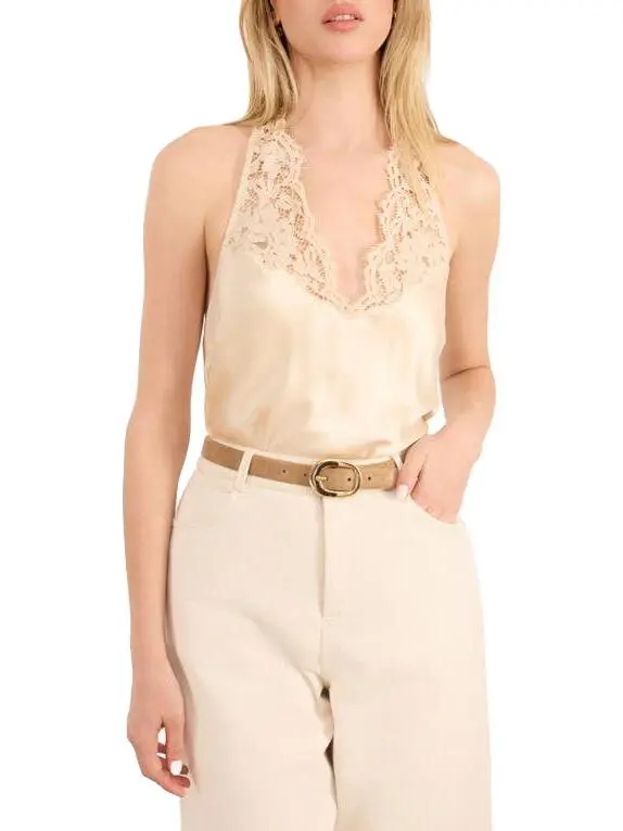 Cami Nyc Clarisse Lace Halter Neck Silk Camisole - Bone