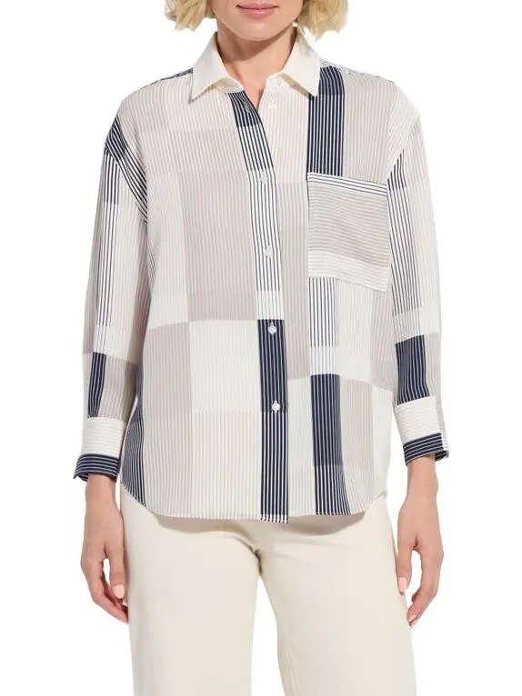 Lyssé Jessica Stripe Button-up Shirt - Oslo Stripe Collage