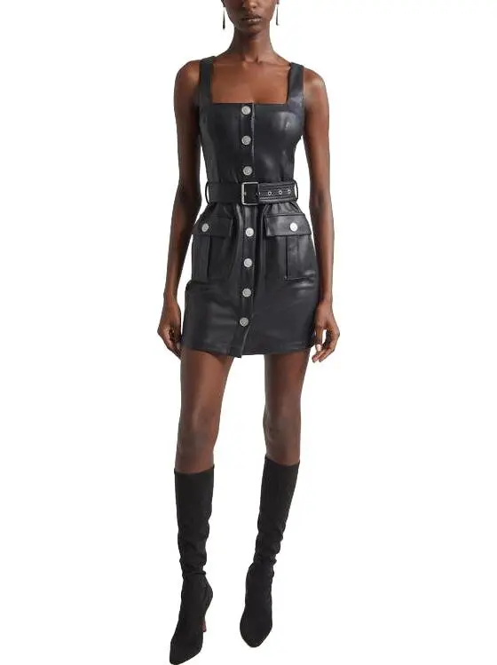 L'Agence Midy Faux Leather Sleeveless Dress - Black