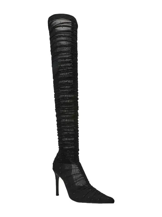 Steve Madden Rashida Over-the-knee Studded Boots - Black Mesh