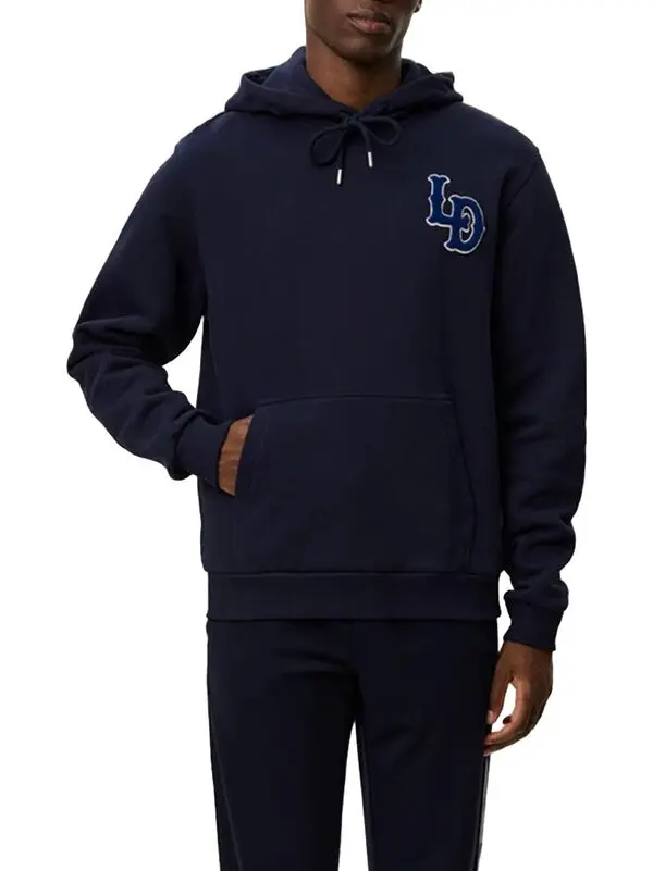 LES DEUX Brady Logo Patch Hoodie - Dark Navy