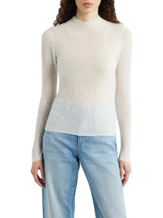 BOSS Mock Neck Pullover Sweater - Open Wht