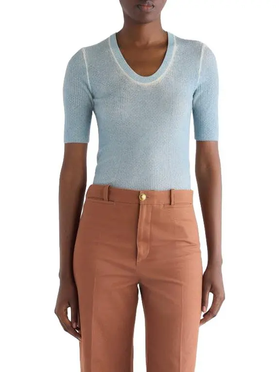 Chloé Pointelle Stitch Merino Wool Blend Sweater - Cloudless Blue