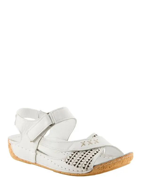 SPRING STEP SHOES Galaire Laser-cut Wedge Sandals - White