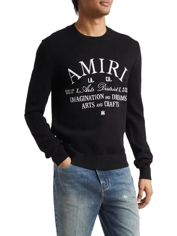 Amiri Arts District Embroidered Crewneck Sweater - Black