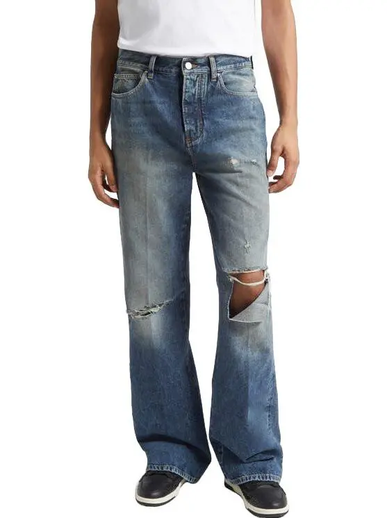 Amiri Slashed Straight Leg Jeans - Denim Lapis
