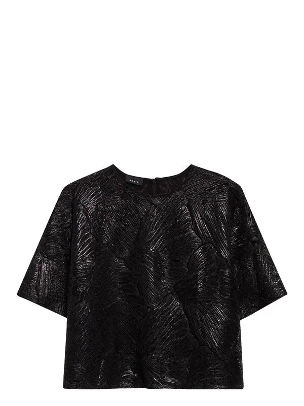 Akris Lacquered Sea Fan Lace Top - Black