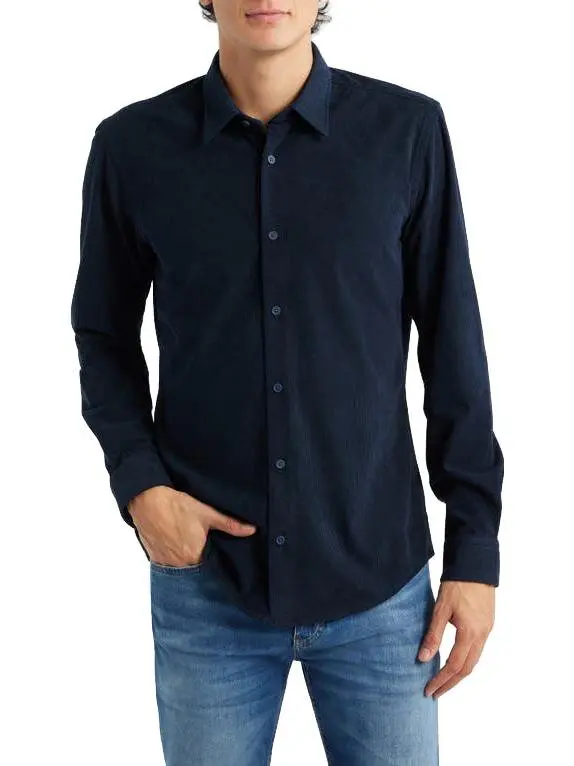 BOSS Roan Kent Corduroy Button-up Shirt - Dark Blue