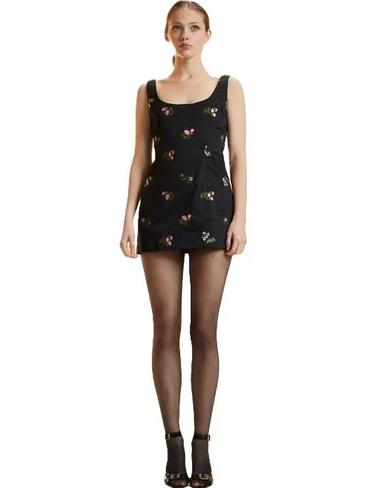 Cynthia Rowley Embroidered A-line Mini Dress - Black