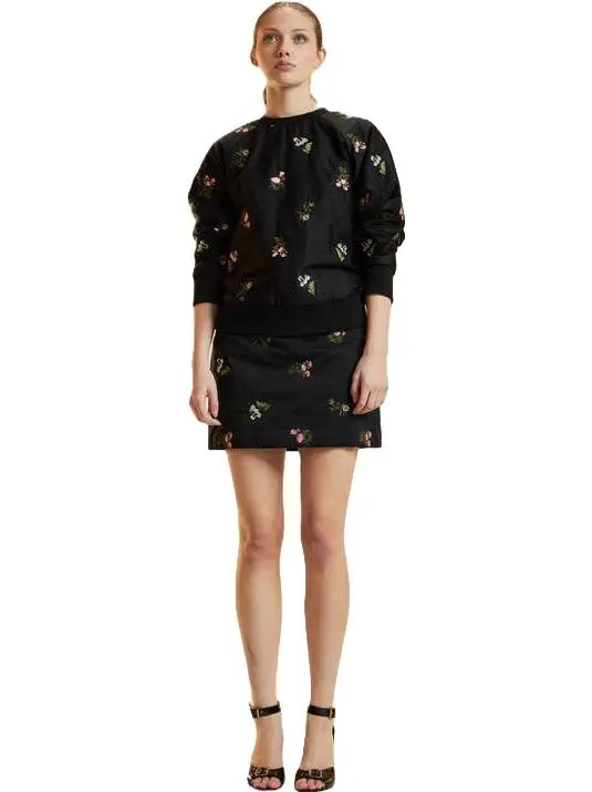Cynthia Rowley Embroidered Mini Skirt - Black