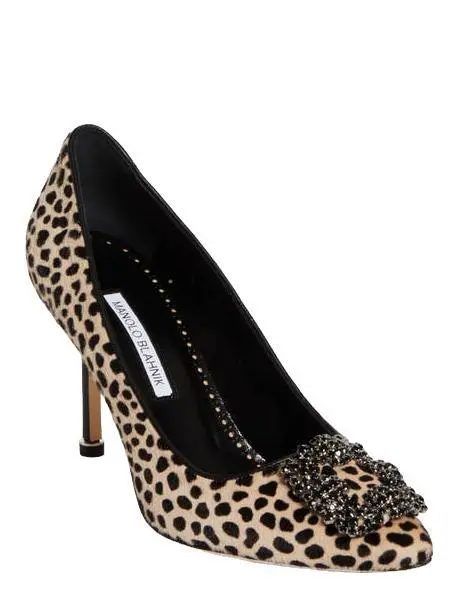 Manolo Blahnik Hangisi Genuine Calf Hair Pump - Beige/black Print Calf Hair