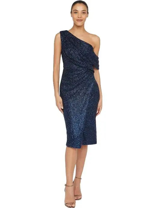 Theia Briella One-shoulder Cocktail - Navy