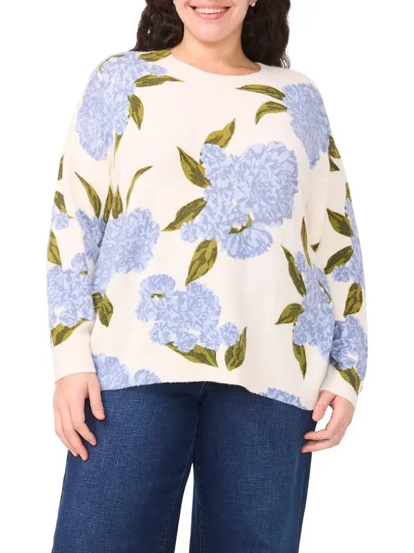 CECE DUPRAZ Rosa Jubilee Celebration Floral Sweater - New Ivory