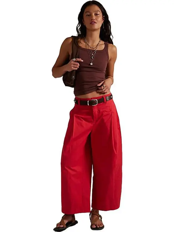 Free People Silverlake Wide-leg Chino Trousers - High Risk Red