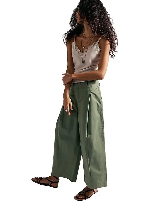 Free People Silverlake Wide-leg Chino Trousers - Mistletoe