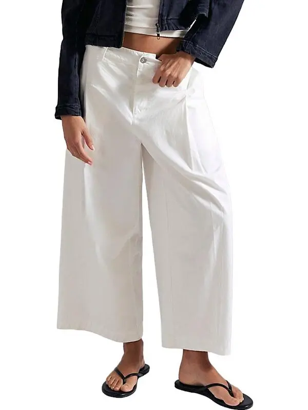 Free People Silverlake Wide-leg Chino Trousers - Snow White