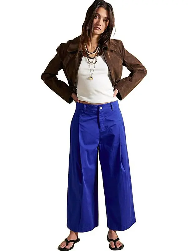 Free People Silverlake Wide-leg Chino Trousers - Violet Splendor