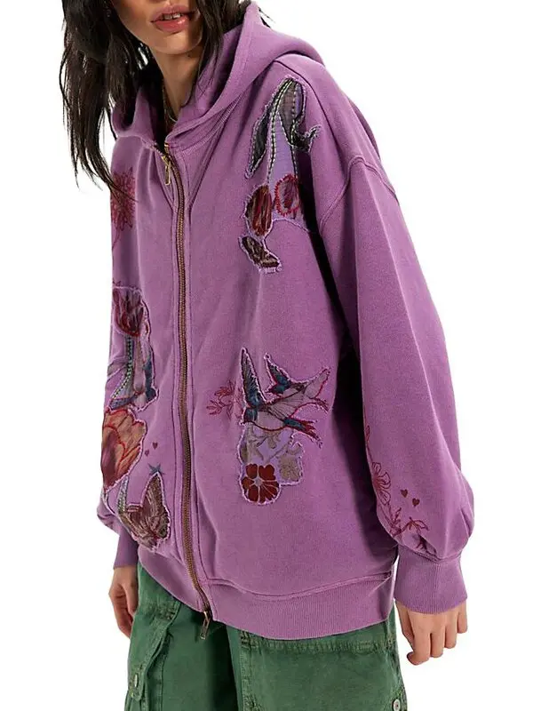 Free People Grandma's Garden Relaxed-fit Hoodie - Diffused Orchid