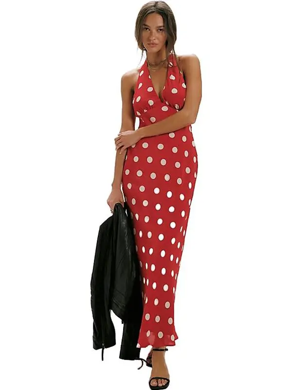 OWNLEY Elyse Maxi Dress - Red Polka