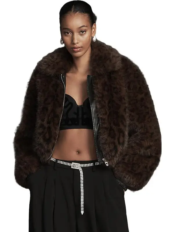 Blanknyc Midnight Run Faux-fur Jacket - Leopard