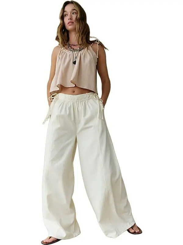 Free People Sun Dazed Wide-leg Pants - Clean Ivory