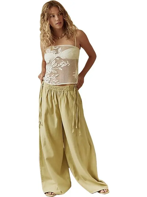 Free People Sun Dazed Wide-leg Pants - Khaki Chino