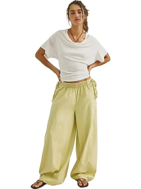 Free People Sun Dazed Wide-leg Pants - Khaki Chino
