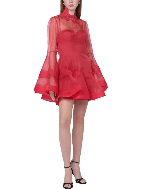 Zimmermann Rebellion Bell-sleeve Mini Dress - Red