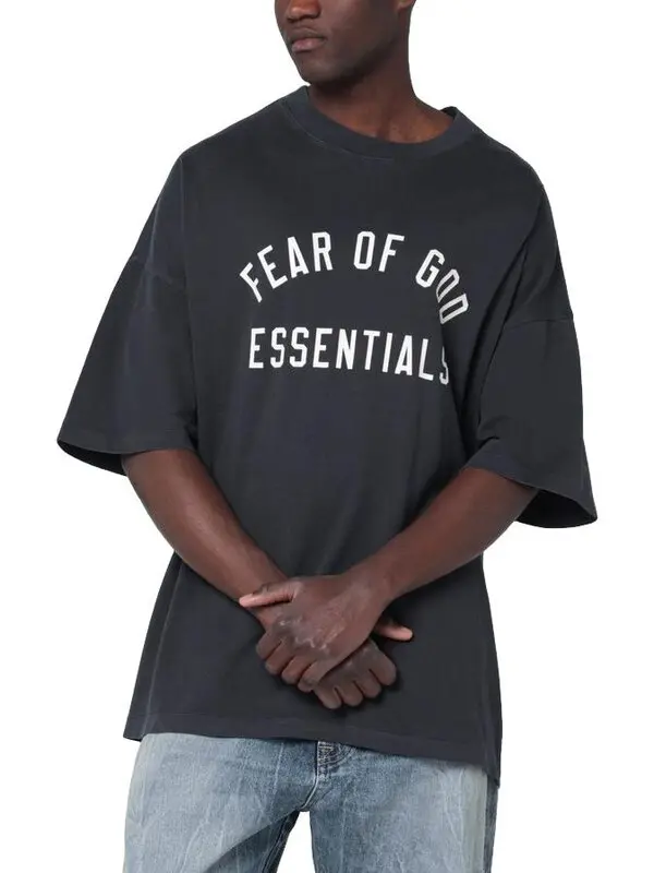Fear Of God Washed T-shirt With Logo Print - Black