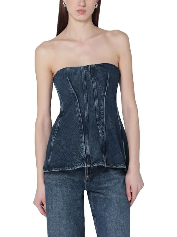 AGOLDE Lara Denim Corset - Blue