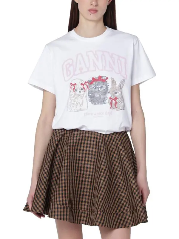 GANNI T-shirt With Logo Print - White