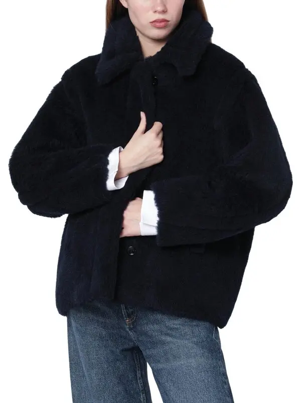 Max Mara Faux-fur Short Coat - Blue